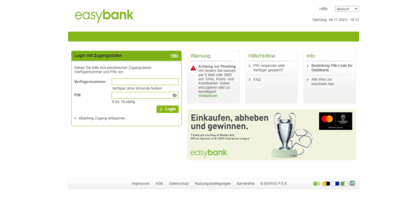 Easybank Login - ex Hello Bank, steuereinfach.